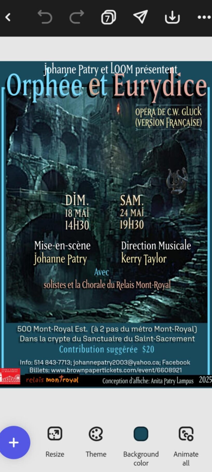 Orphée et Eurydice ANNONCE – Relais Mont-Royal